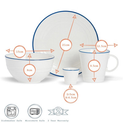 Nicola Spring 16 Piece White Farmhouse Dinner Set