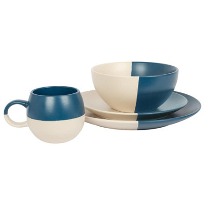 Nicola Spring 16pc Dipped Stoneware Dinner Set - Navy
