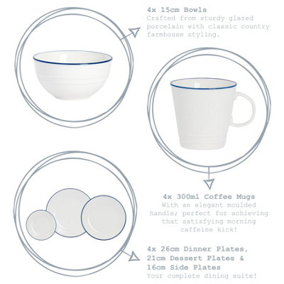 Nicola Spring 20 Piece White Farmhouse Dinner Set
