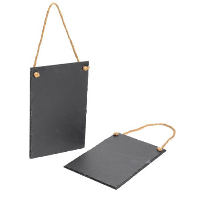 Nicola Spring 2x Hanging Notice Boards - 30 x 20cm - Natural Slate Wall ...