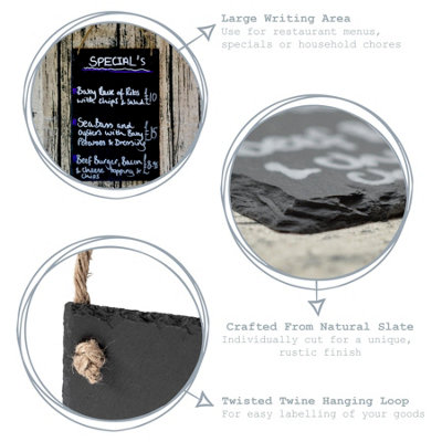 Nicola Spring 2x Hanging Notice Boards - 30 x 20cm - Natural Slate Wall ...