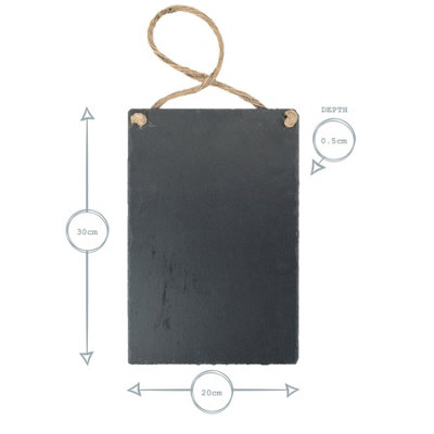 Nicola Spring 2x Hanging Notice Boards - 30 x 20cm - Natural Slate Wall ...