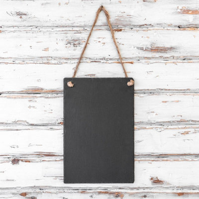 Nicola Spring 2x Hanging Notice Boards - 30 x 20cm - Natural Slate Wall ...