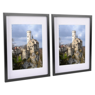 Nicola Spring 2x Photo Frames with White A4 Mount - A3 (12" x 17 ...