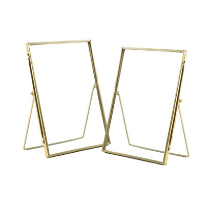 Nicola Spring 2x Standing Metal Photo Frames - 6" x 8" - Gold - Picture ...