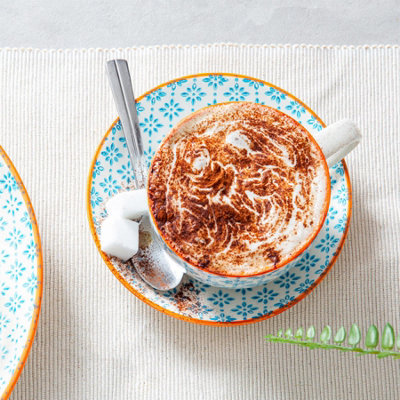 Nicola Spring 30 Piece Hand-Printed Dinner Set - Blue