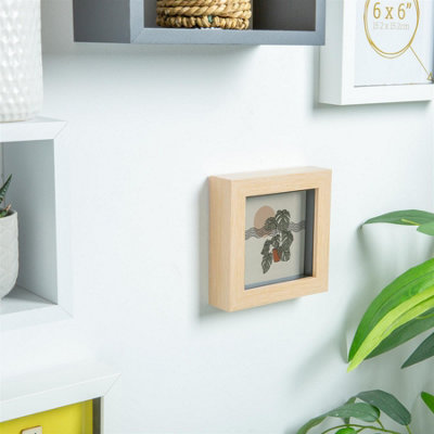 Nicola Spring 3D Box Photo Frame - 4 x 4" - Light Wood