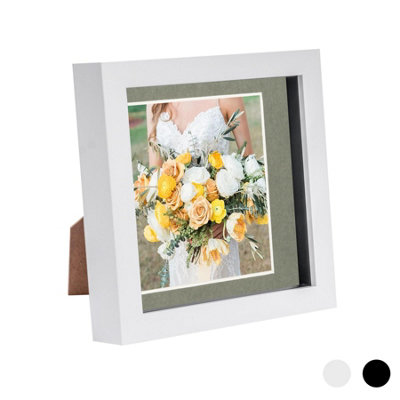 Nicola Spring 3D Box Photo Frame - 6 x 6" with 4 x 4" Mount - White/Grey