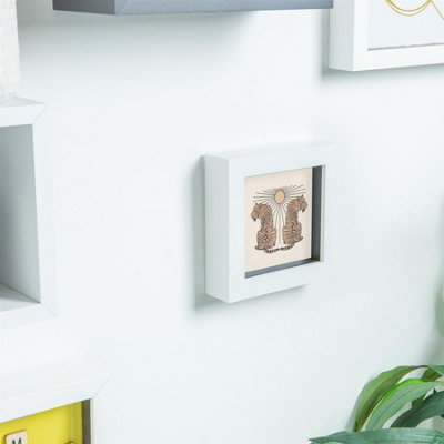 Nicola Spring 3D Box Photo Frames - 4 x 4" - White - Pack of 2