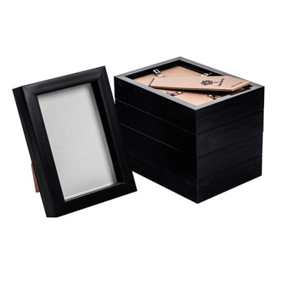 Nicola Spring 3D Box Photo Frames - 4 x 6" - Black - Pack of 5