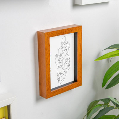 Nicola Spring 3D Box Photo Frames - 5 x 7" - Dark Wood - Pack of 2
