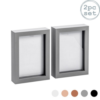Nicola Spring 3D Box Photo Frames - 5 x 7" - Grey - Pack of 2