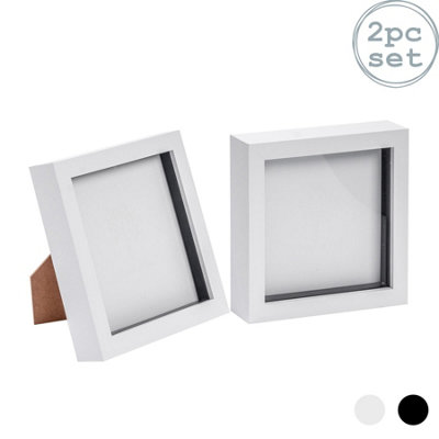 Nicola Spring 3D Box Photo Frames - 6 x 6" - White - Pack of 2