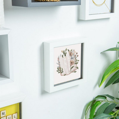 Nicola Spring 3D Box Photo Frames - 6 x 6" - White - Pack of 2