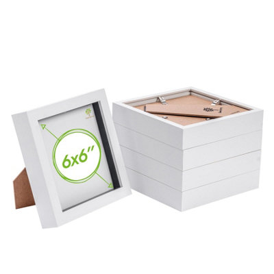 Nicola Spring 3D Box Photo Frames - 6" x 6" - White - Pack of 5 ...