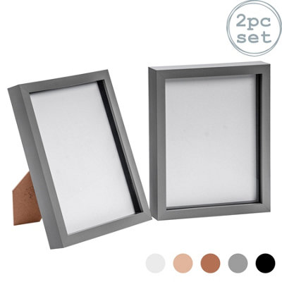 Nicola Spring 3D Box Photo Frames - 8 x 10" - Grey - Pack of 2