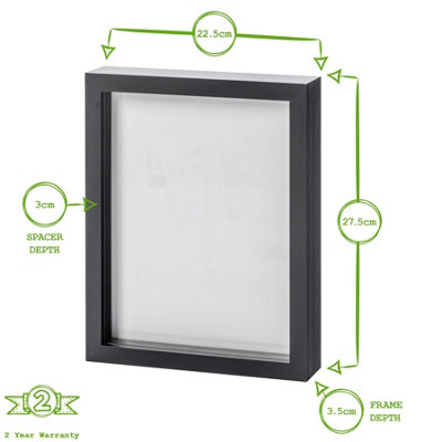 Nicola Spring 3D Box Photo Frames - 8 x 10" - Grey - Pack of 2