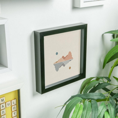 Nicola Spring 3D Box Photo Frames - 8 x 8" - Black - Pack of 2