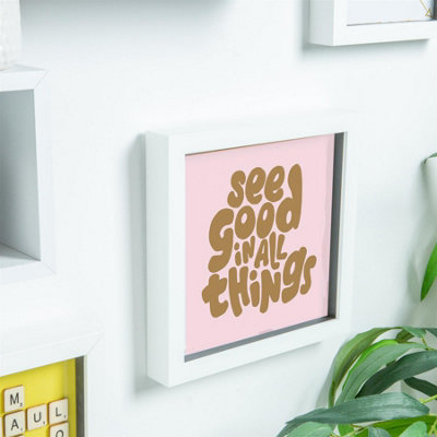 Nicola Spring 3D Box Photo Frames - 8 x 8" - White - Pack of 2