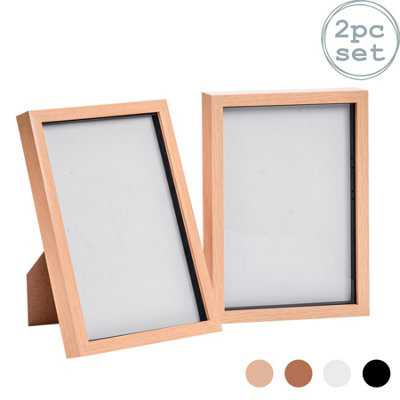Nicola Spring 3D Box Photo Frames - A4 (8 x 12") - Light Wood - Pack of 2