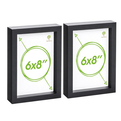 Nicola Spring 3D Box Photo Frames - A5 (6 x 8") - Black - Pack of 2