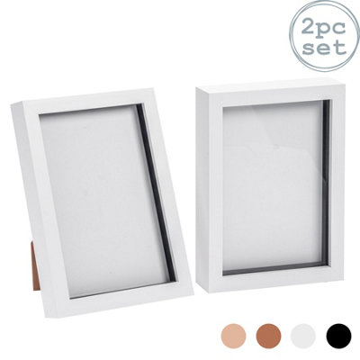 Nicola Spring 3D Box Photo Frames - A5 (6 x 8") - White - Pack of 2
