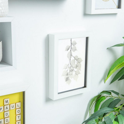 Nicola Spring 3D Box Photo Frames - A5 (6 x 8") - White - Pack of 2