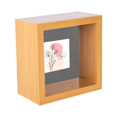 Nicola Spring 3D Deep Box Photo Frame - 4 x 4" with 2 x 2" Mount ...
