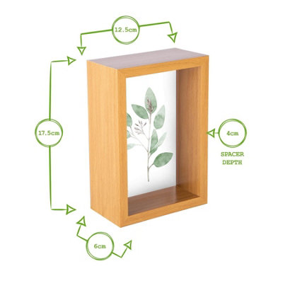Nicola Spring 3D Deep Box Photo Frame - 4 x 6" - Light Wood