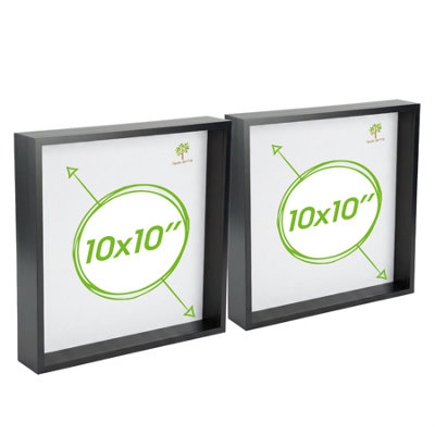 Nicola Spring 3D Deep Box Photo Frames - 10 x 10" - Black - Pack of 2