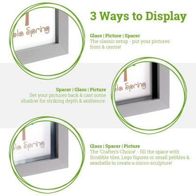 Nicola Spring 3D Deep Box Photo Frames - 4 x 4" - Light Wood - Pack of 2