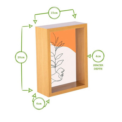 Nicola Spring 3D Deep Box Photo Frames - 5 x 7" - Light Wood - Pack of 2