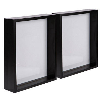 Nicola Spring 3D Deep Box Photo Frames - 8" x 10" - Black - Pack of 2