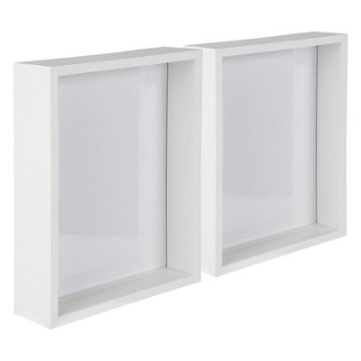Nicola Spring 3D Deep Box Photo Frames - 8" x 10" - White - Pack of 2