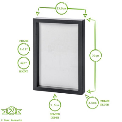 Nicola Spring 3D Shadow Box Frames with A5 Mount - A4 (8" x 12 ...