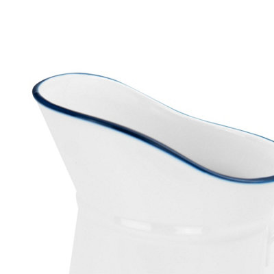 Nicola Spring 3x Farmhouse Water Jugs - 1L - White Porcelain Rustic ...