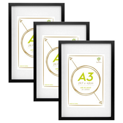 Nicola Spring 3x Photo Frames with White A4 Mount - A3 (12" x 17 ...