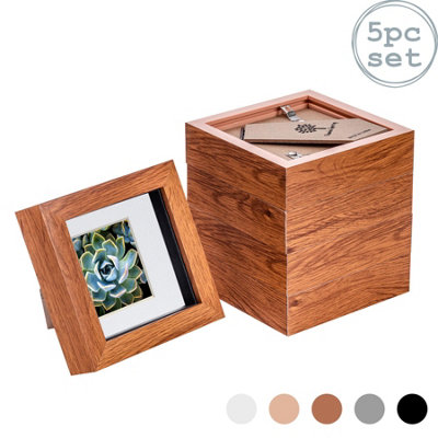 Nicola Spring 4 x 4" Photo Frames - Dark Wood/White Mount - 3D Picture ...