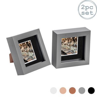 Nicola Spring 4 x 4" Photo Frames - Grey/Black Mount - 3D Picture Frame ...