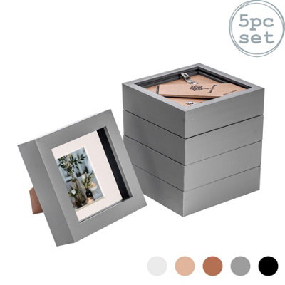Nicola Spring 4 x 4" Photo Frames - Grey/Ivory Mount - 3D Picture Frame ...