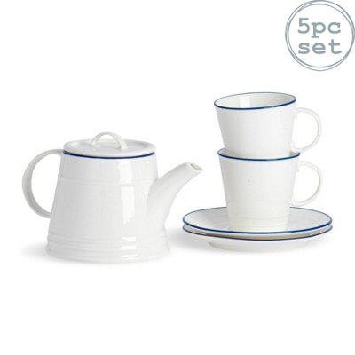 Nicola Spring 5 Piece White Farmhouse Tea for Two Set
