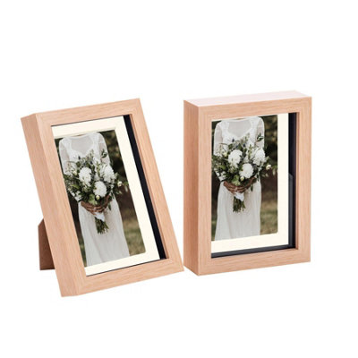 Nicola Spring 5 x 7" Photo Frames - Light Wood/Ivory Mount - 3D Picture ...