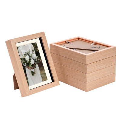 Nicola Spring 5 x 7" Photo Frames - Light Wood/Ivory Mount - 3D Picture ...