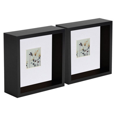Nicola Spring 6 x 6" Deep Photo Frames - Black/White Mount - 3D Deep ...