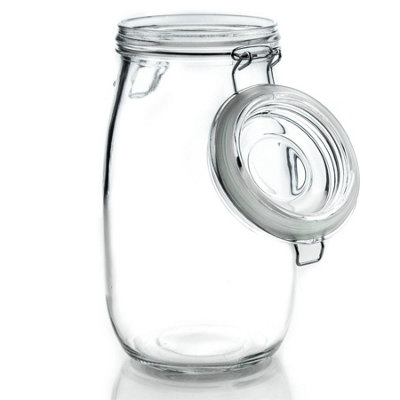 Nicola Spring 6x Glass Storage Jars - 1.5 Litre Airtight Clip Lid ...