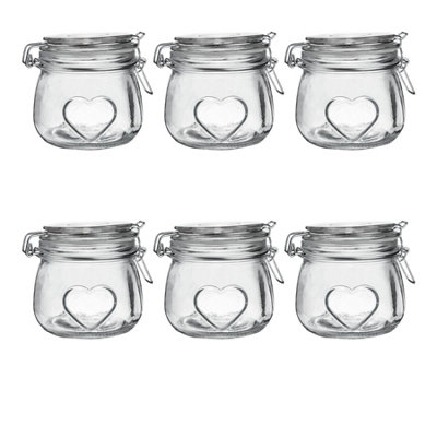 Nicola Spring 6x Glass Storage Jars - 500ml Airtight Clip Lid Kitchen ...