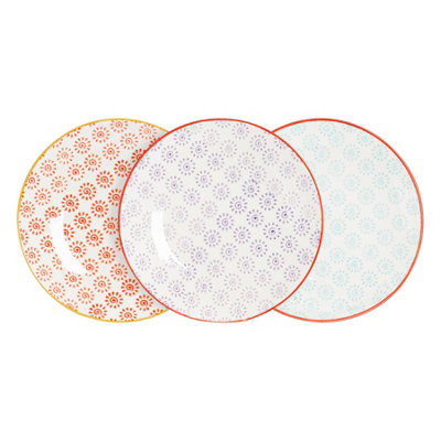 Nicola Spring 6x Hand-Printed Side Plates - 18cm - 3 Colours