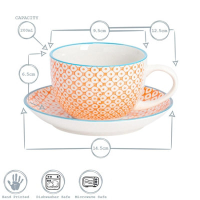 Nicola Spring 7 Piece Hand-Printed Teapot Cups & Saucers Set