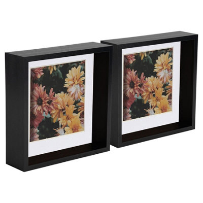 Nicola Spring 8 x 8" Deep Photo Frames - Black/White Mount - 3D Deep ...