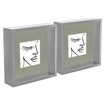 Nicola Spring 8 x 8" Deep Photo Frames - Grey/Grey Mount - 3D Deep Box ...